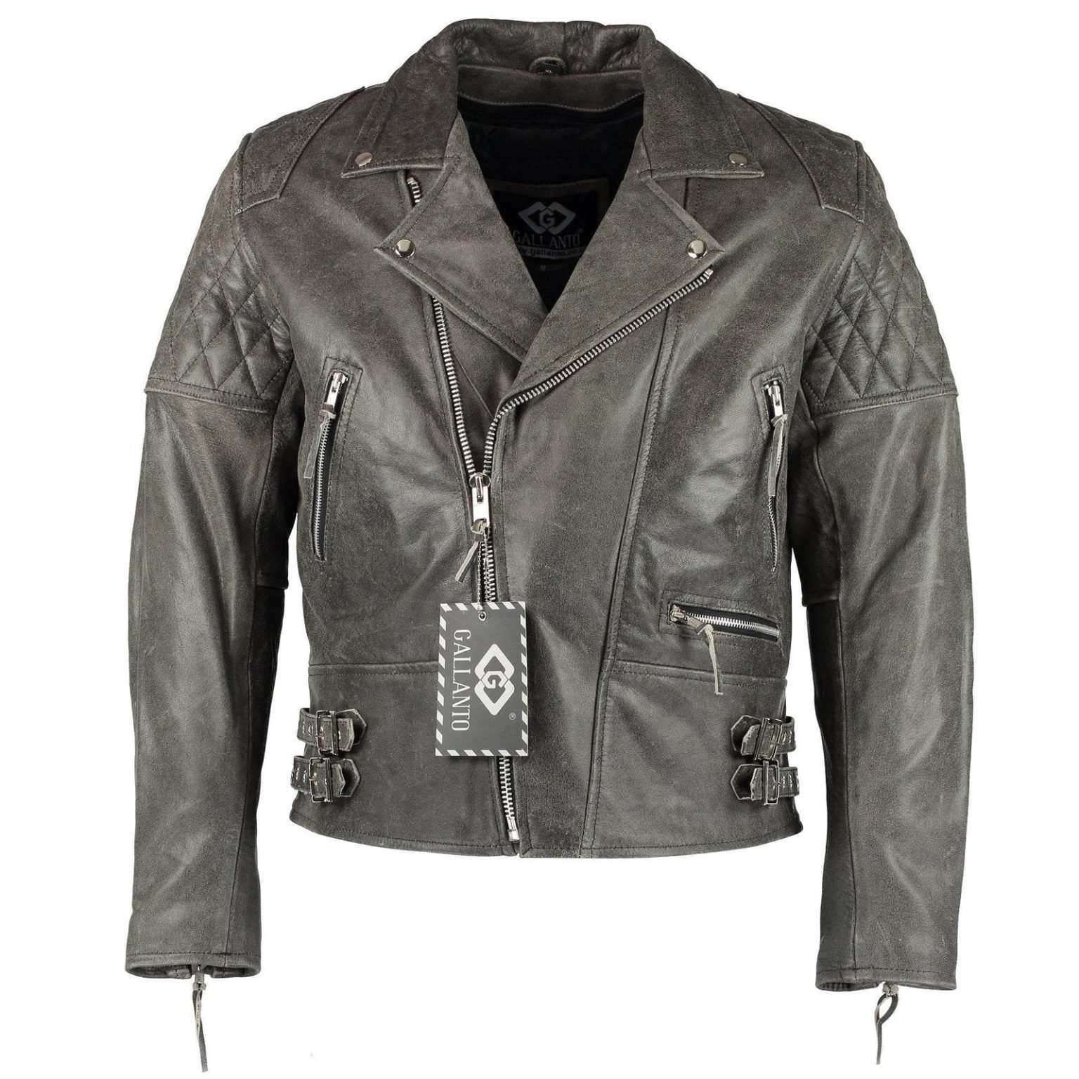 Classic Mens Dirty Grey Motorcycle Leather Jacket Biker Tan and Green ...